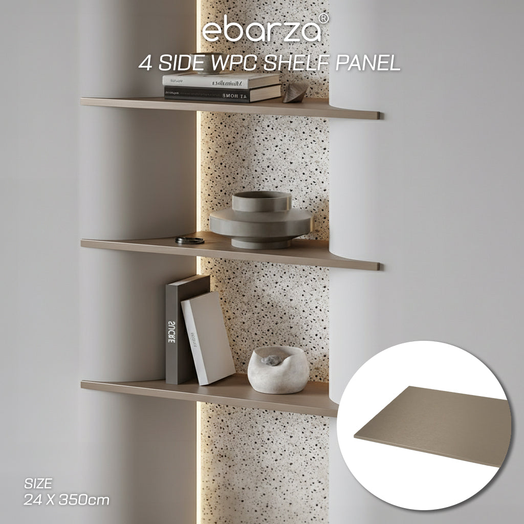 24*350cm WPC SHELF PANEL- 4 SIDE WRAPPED COLOUR : Brass Brushed Metal ...