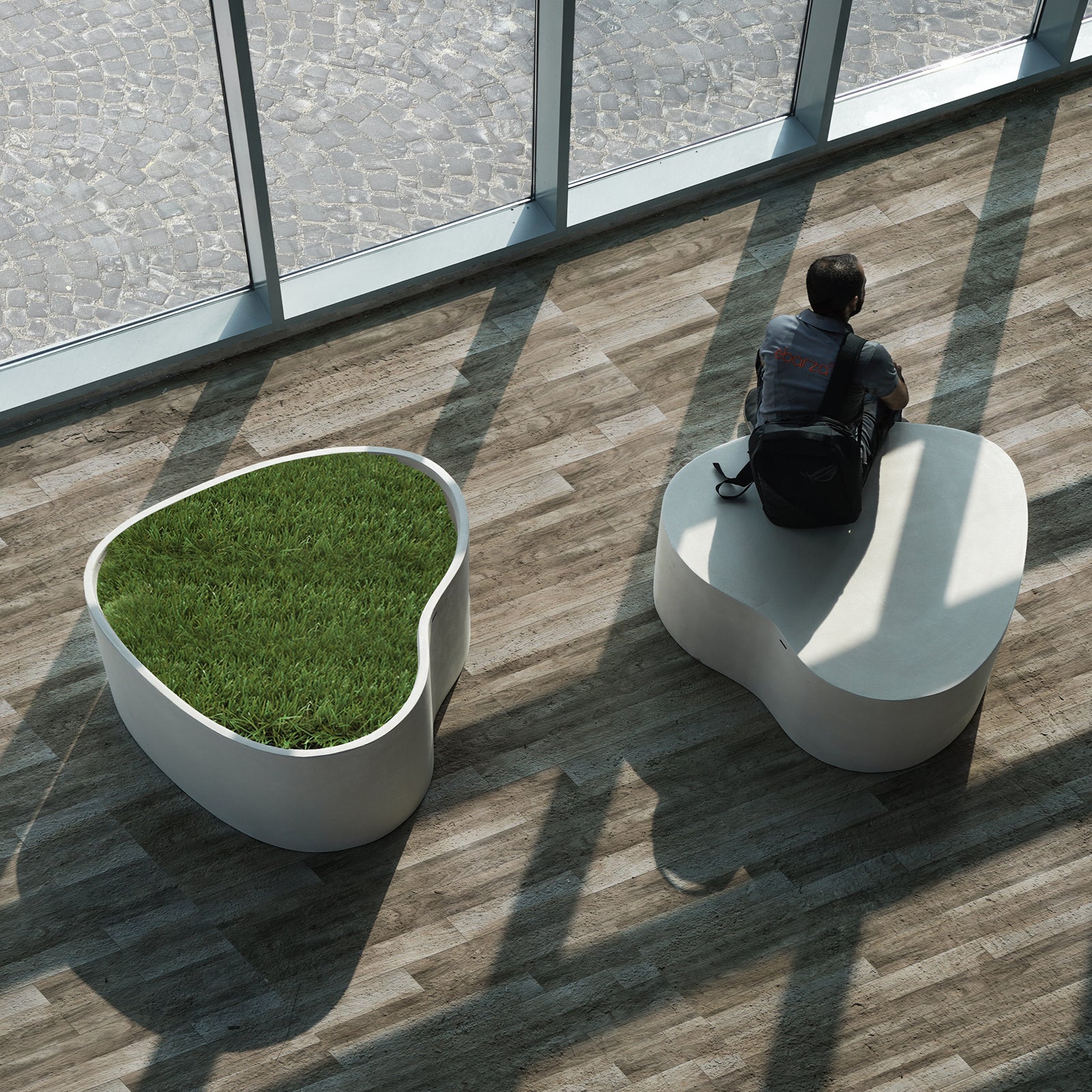 Buy Beige Planter Box and Seating Bench XK-4086A | ebarza Modern Furniture in Abu Dhabi & Dubai