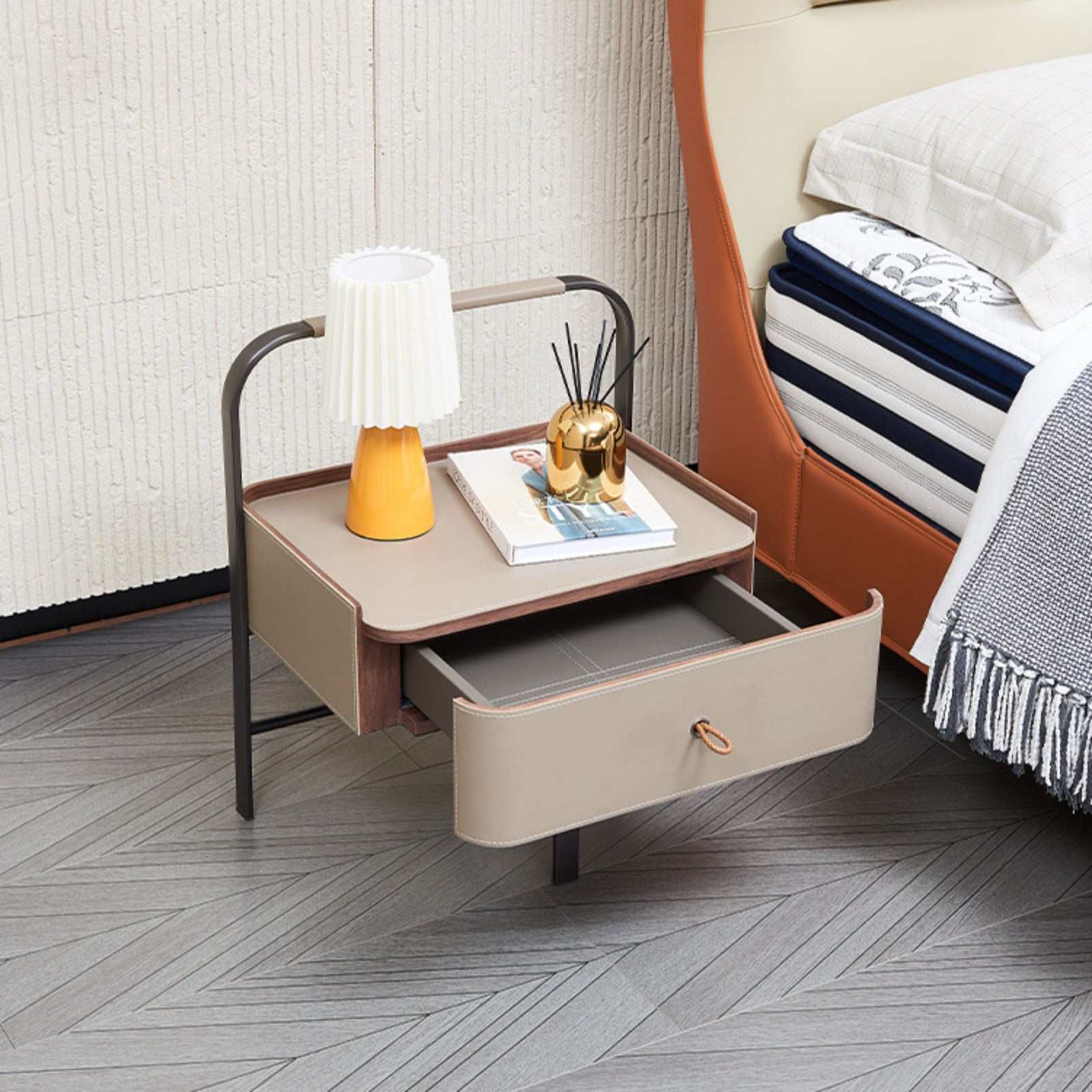 Buy Saddle Leather Side Table MLL-E10 | ebarza Modern Furniture in Abu Dhabi & Dubai