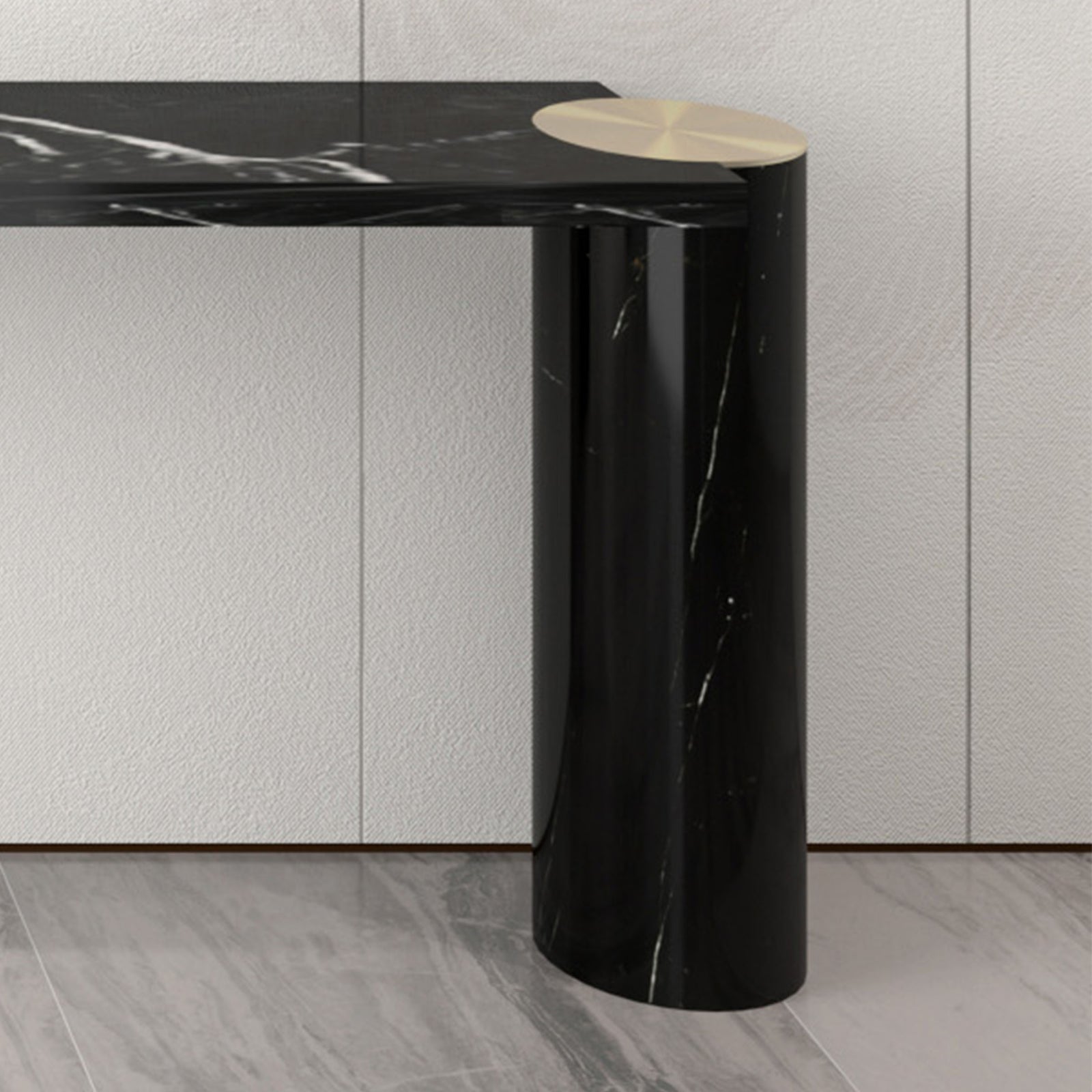 Natural Marble Console 200cm Nero Marquina Stainless Steel Champagne G