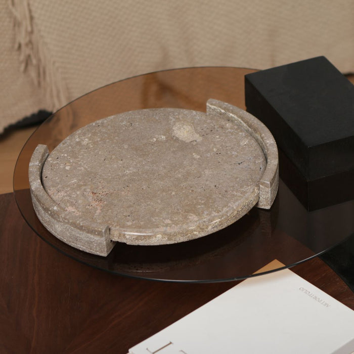 Pre-order 15 Days Delivery Round Silver Grey Marble Tray KC5041