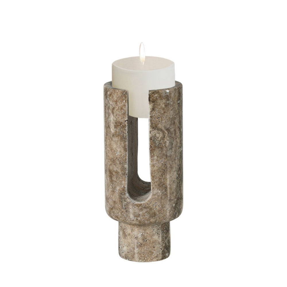 U-Shaped Stone Candlestick Gray Marble FB-T25079 | ebarza