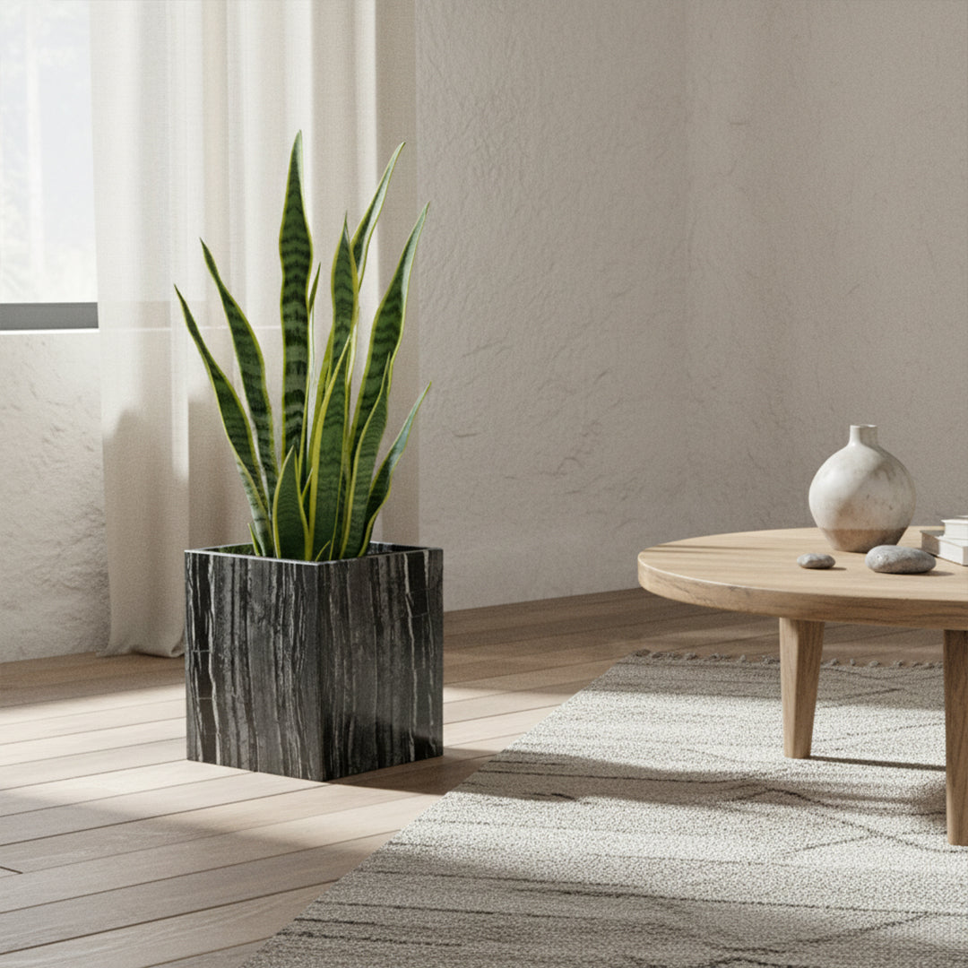 Ancient Wood Grain Marble Trash Can SBK891-8 | ebarza