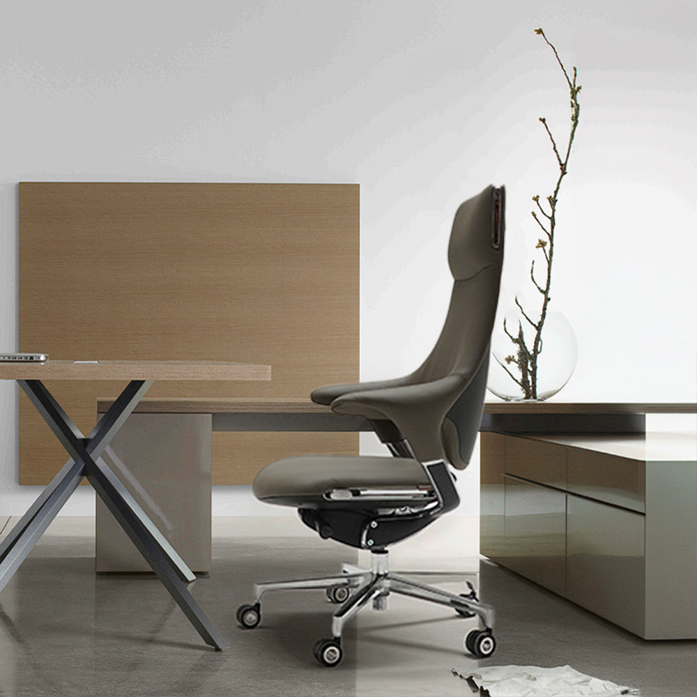 Nigel Leather Office Chair With Wheels 8001HB | ebarza