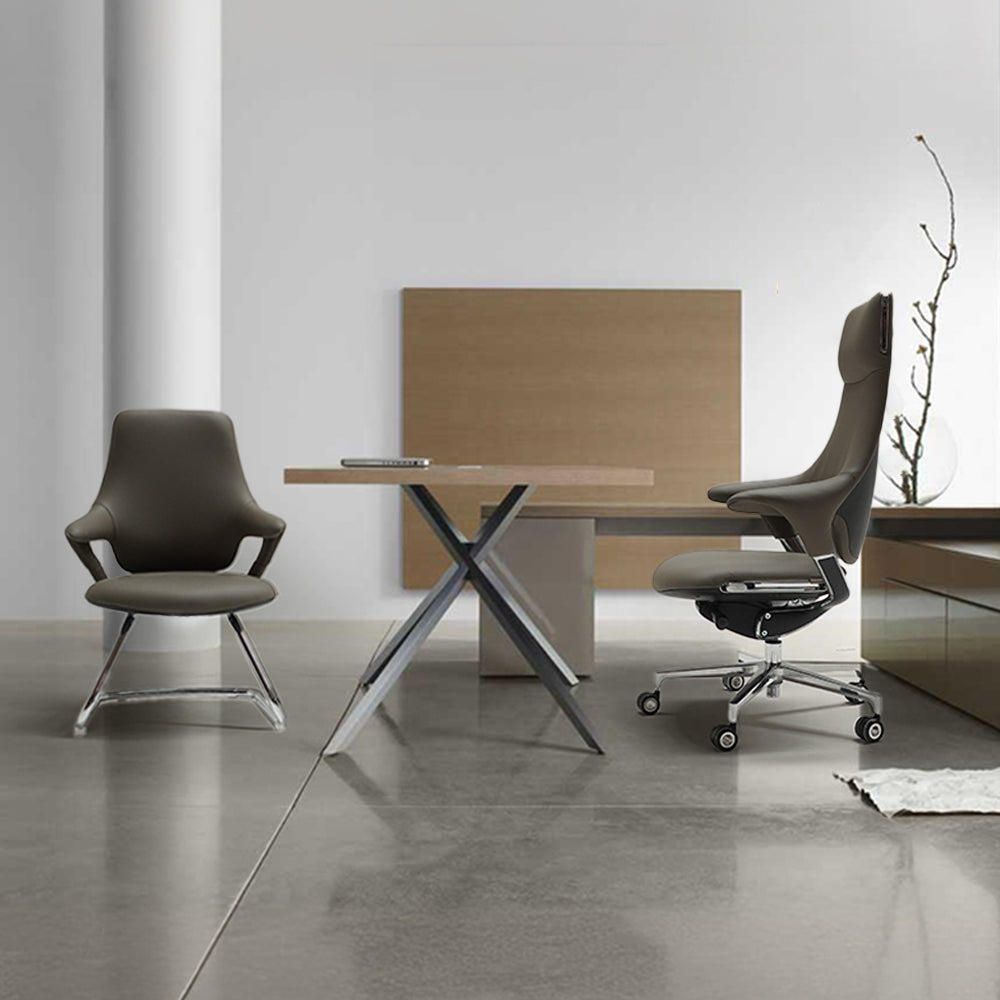 Nigel Leather Office Chair With Wheels 8001HB | ebarza