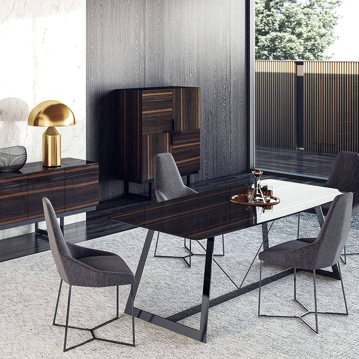 Elegant Chair ELE-Chair. Cotton Fabric and Electroplated Steel Legs.