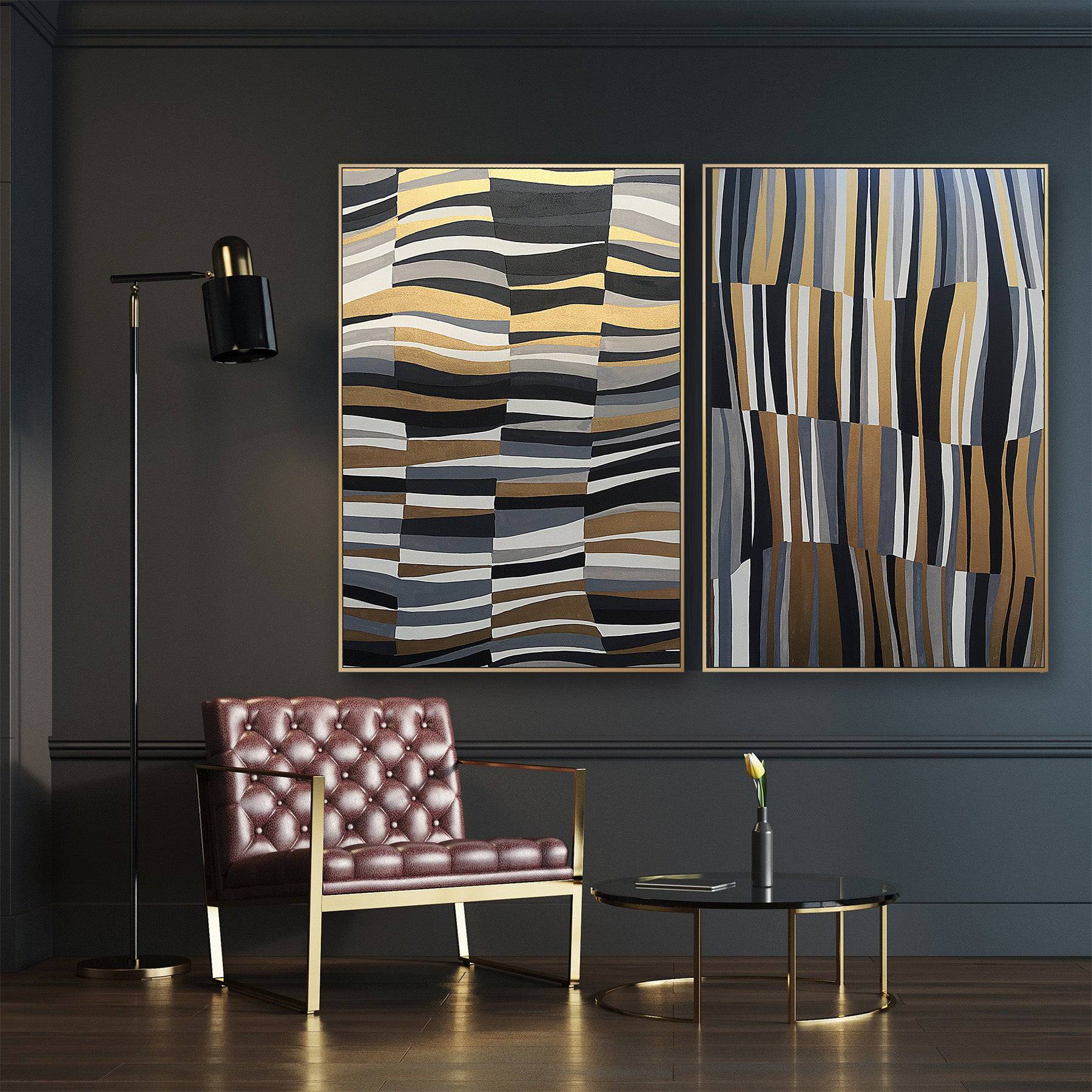 Golden Tiger Skin 2X Handpainted Art Painting With Frame So951 130X90 ...