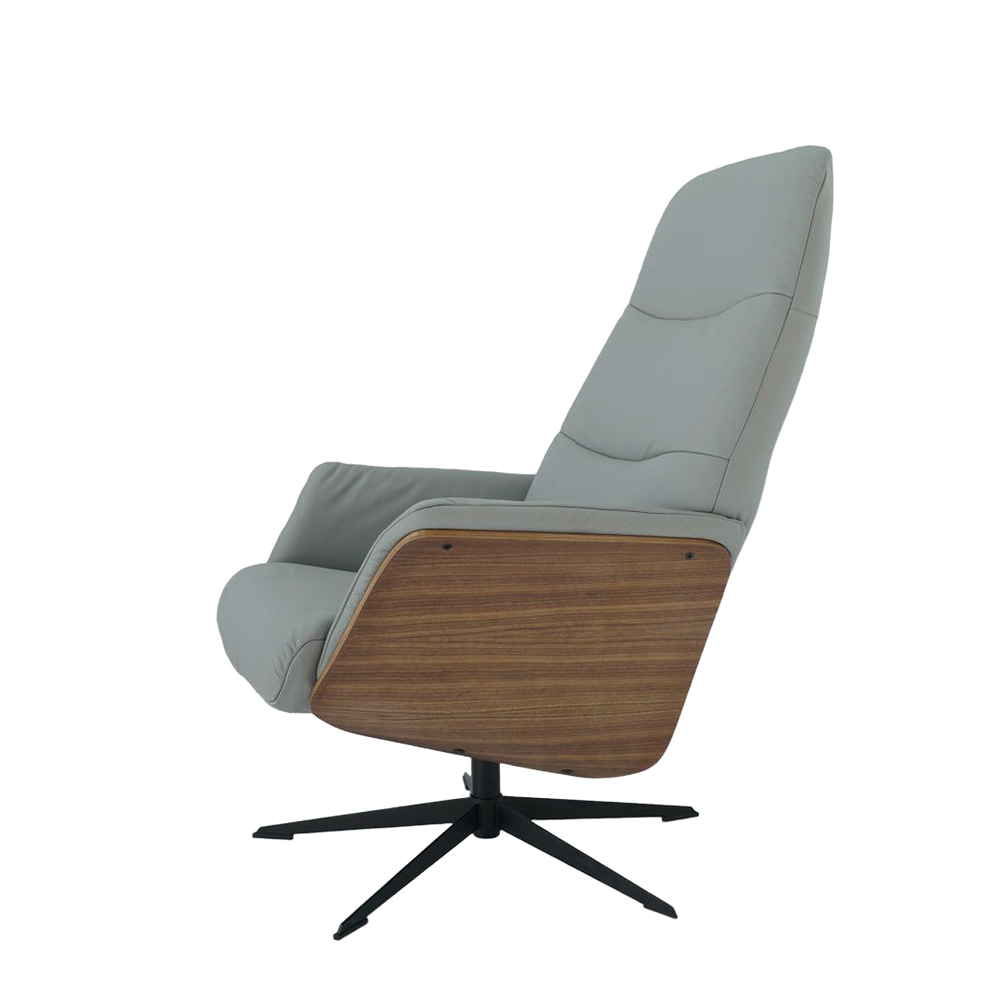 Gray Leather Relax Swivel and Recliner Lounge Chair With Black Legs SL ...