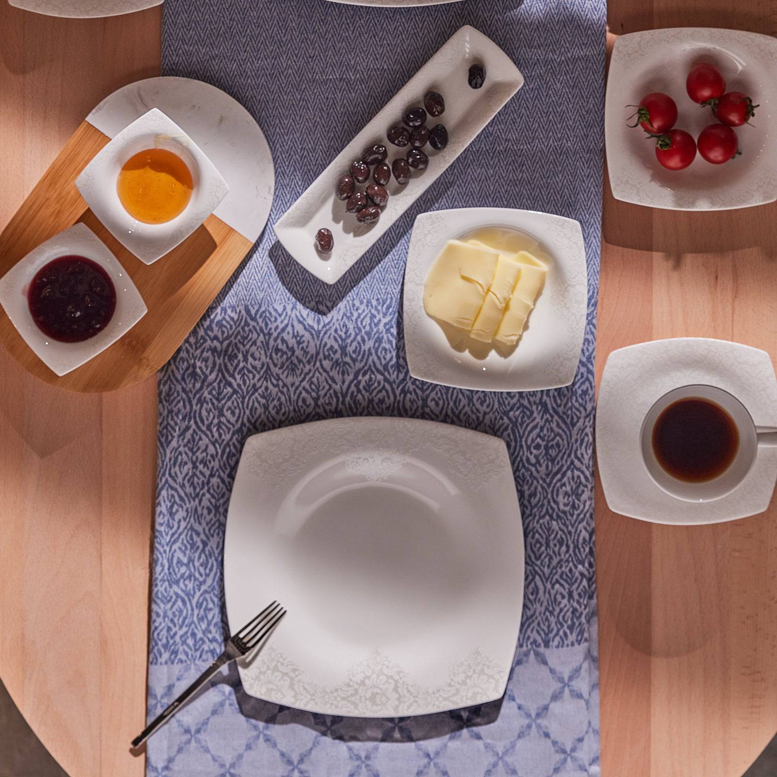 Karaca Karaca Fine Pearl Helen 26 Piece Pearl Breakfast Set Square 153