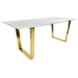Ebarza Messina Gold and white top with grey grains Dining table TG-152