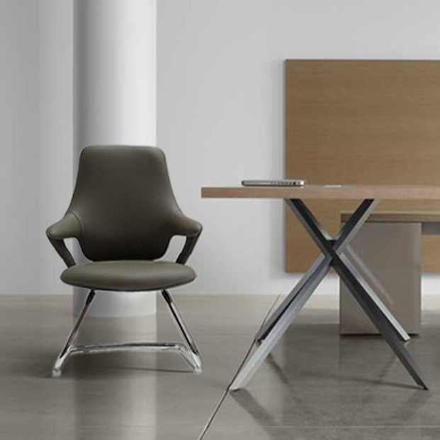 Nigel Leather Visit/Office Chair Without Wheels 8001G | ebarza