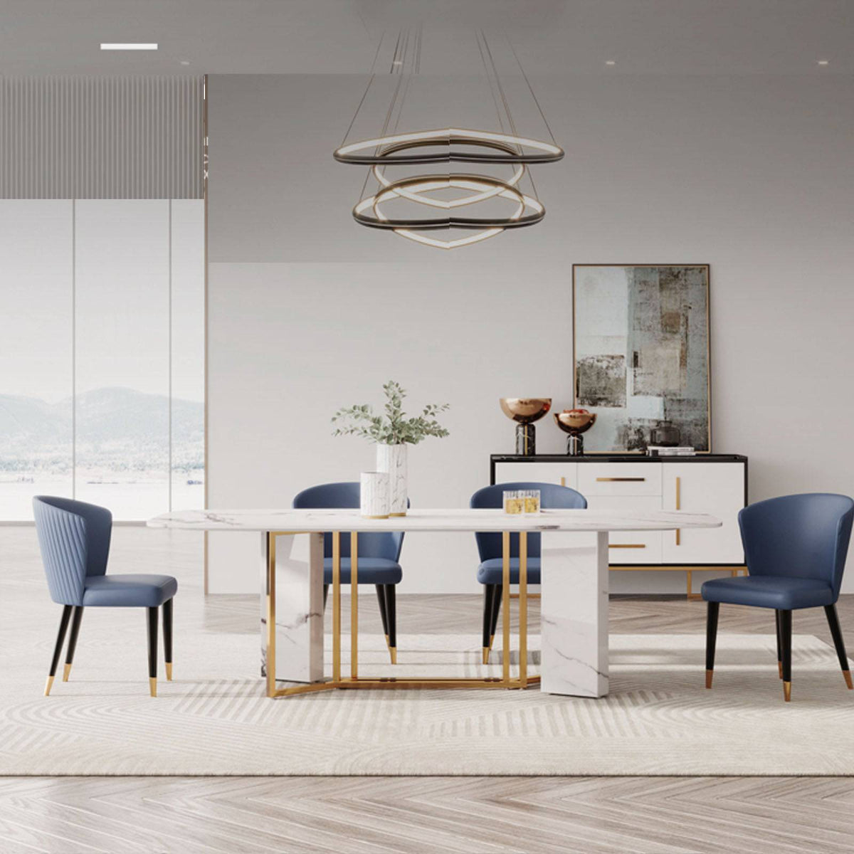 Ebarza Golden White Niort Rectangular table TG-396