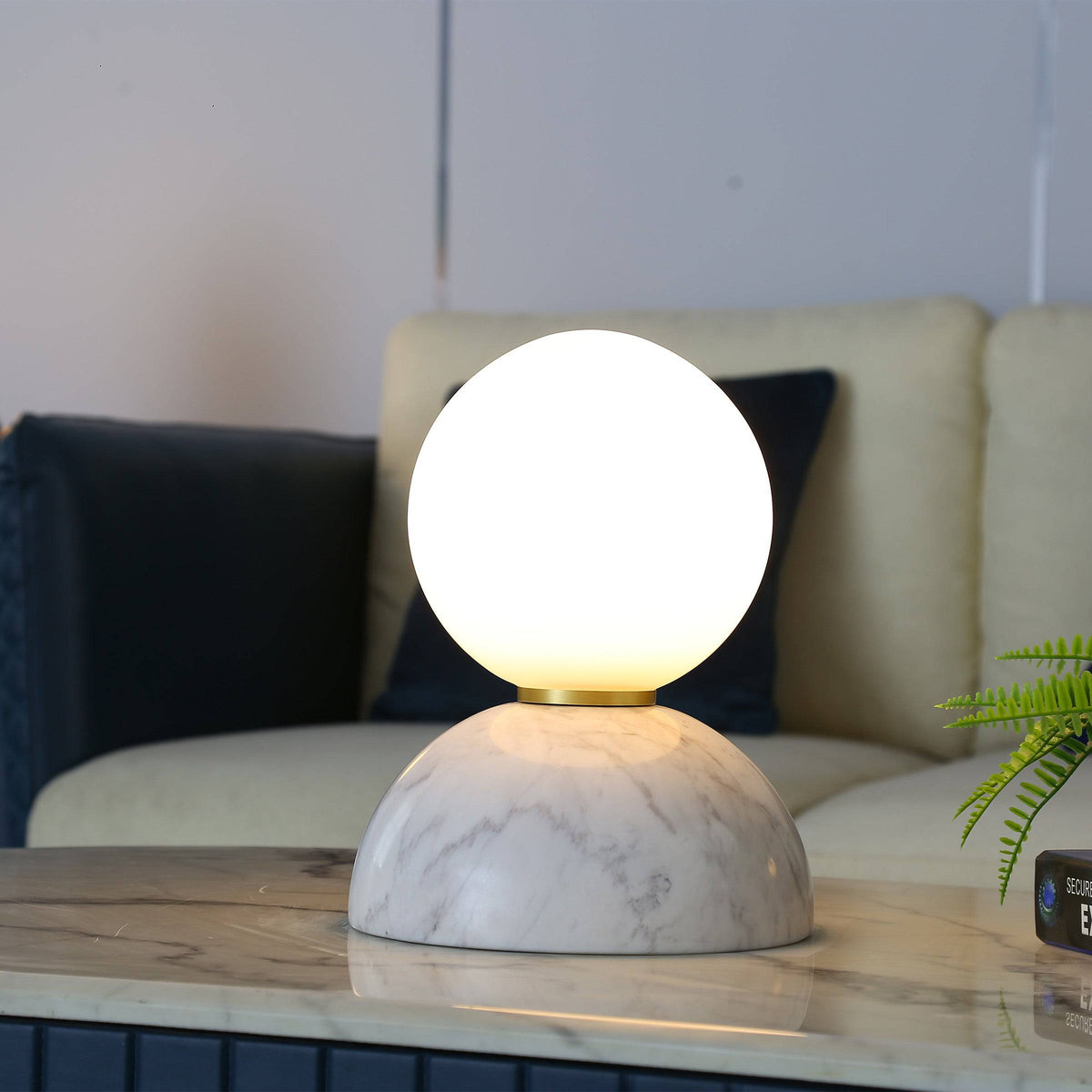 Opal Glass Shade With White Marble Base Table Lamp 8709T-We | ebarza