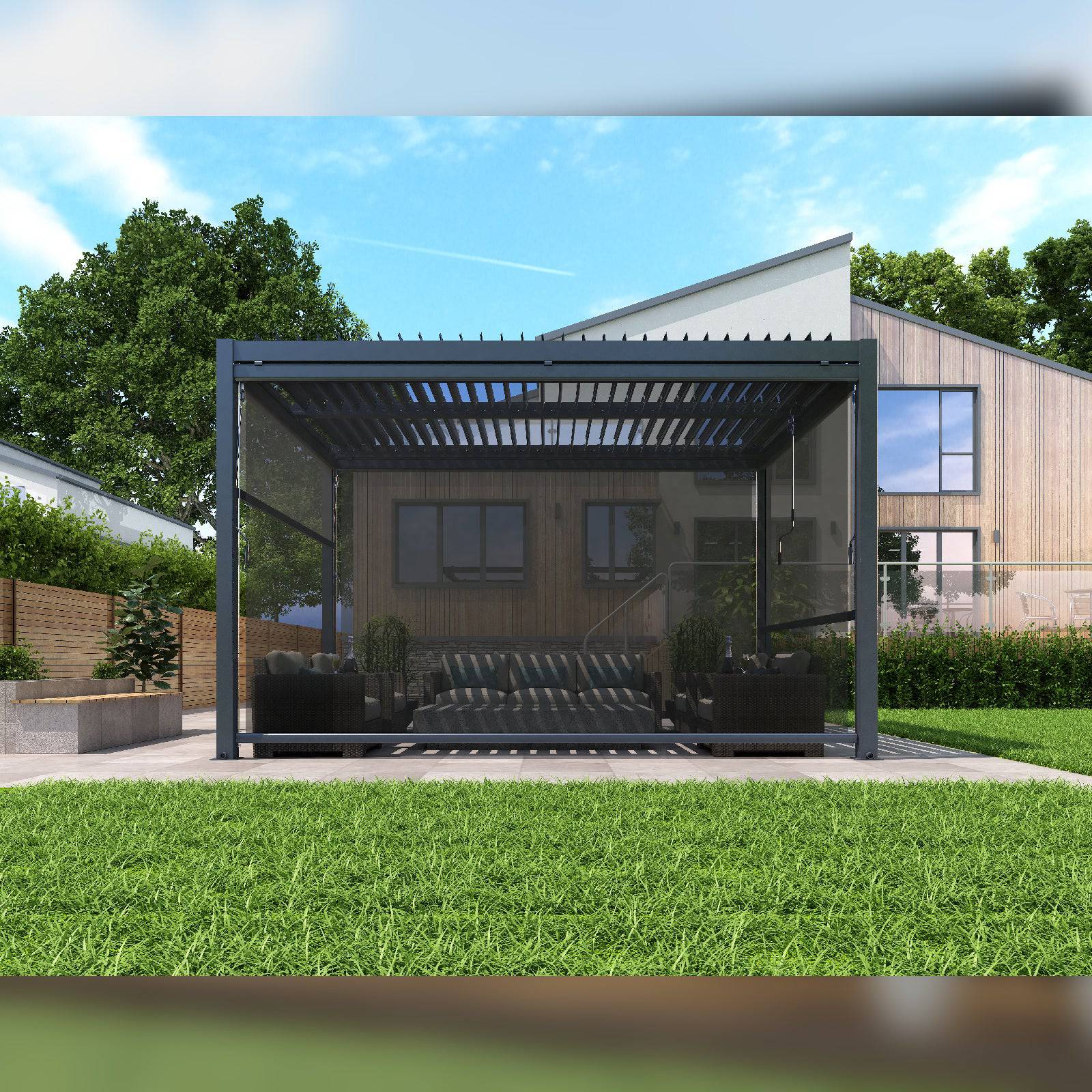 Buy Outdoor Pergola And Screen With Led Light 300X300 M8610L-3X3 ...