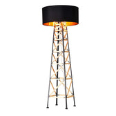 Oak Wood Swing Arm Lighting with White Fabric Shade