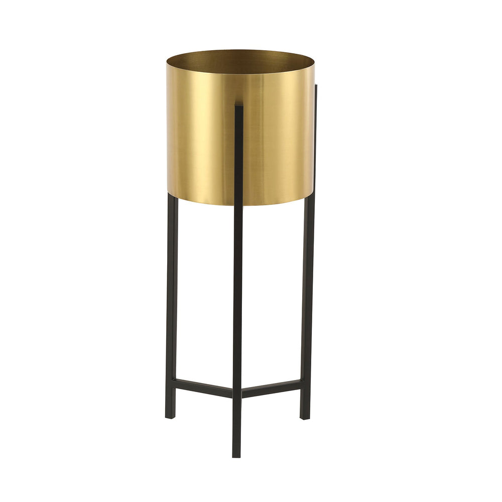 Set of 2 Bronze Gold Pot and black base planter/Flower box JKS066 TG-D14