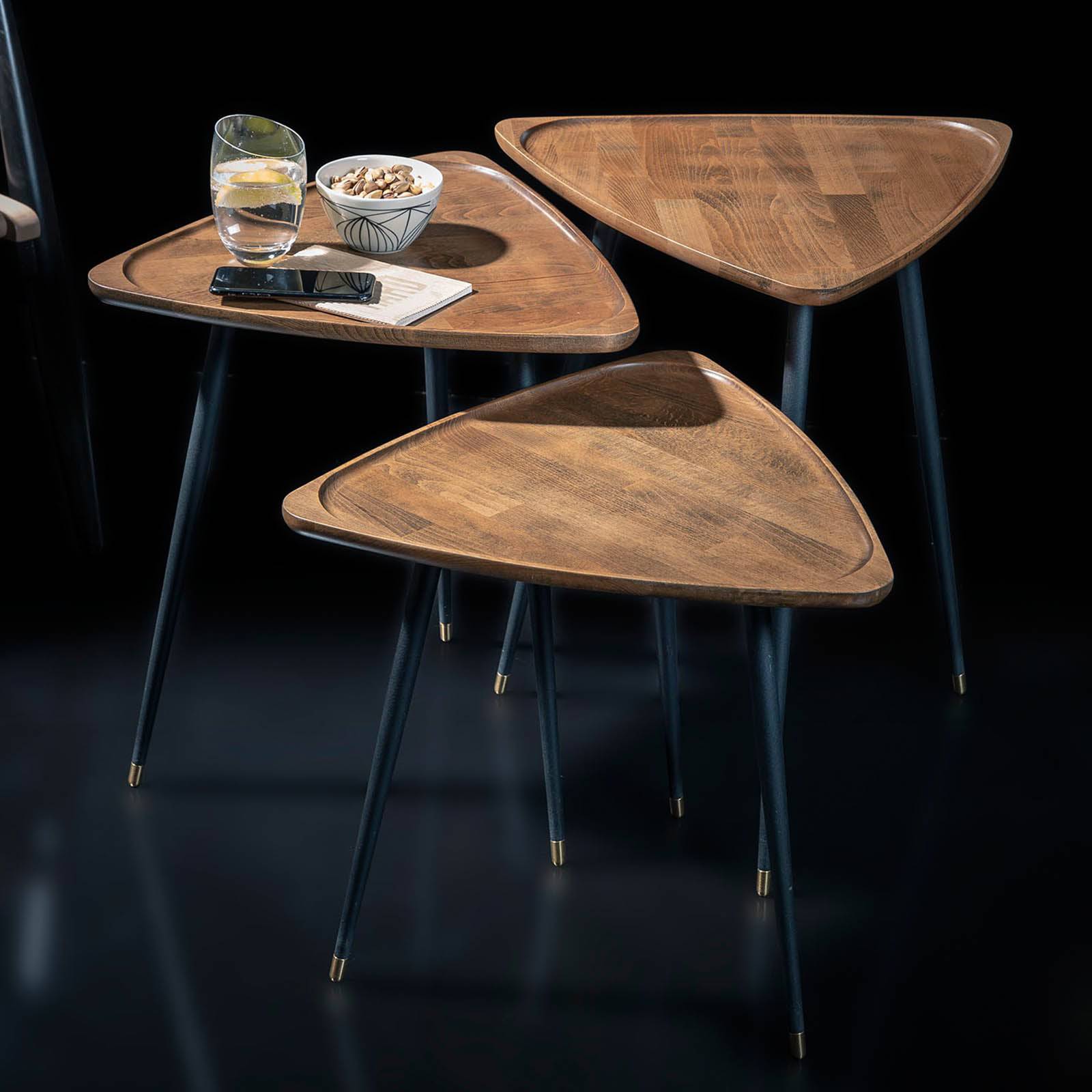 Set of 3 BAFFI SERVICE Wooden tables