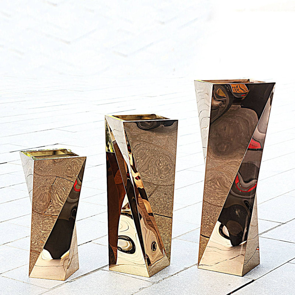 Set of 3 large Rosegold Stainless steel planter box JKS090-91-92 TG-P02