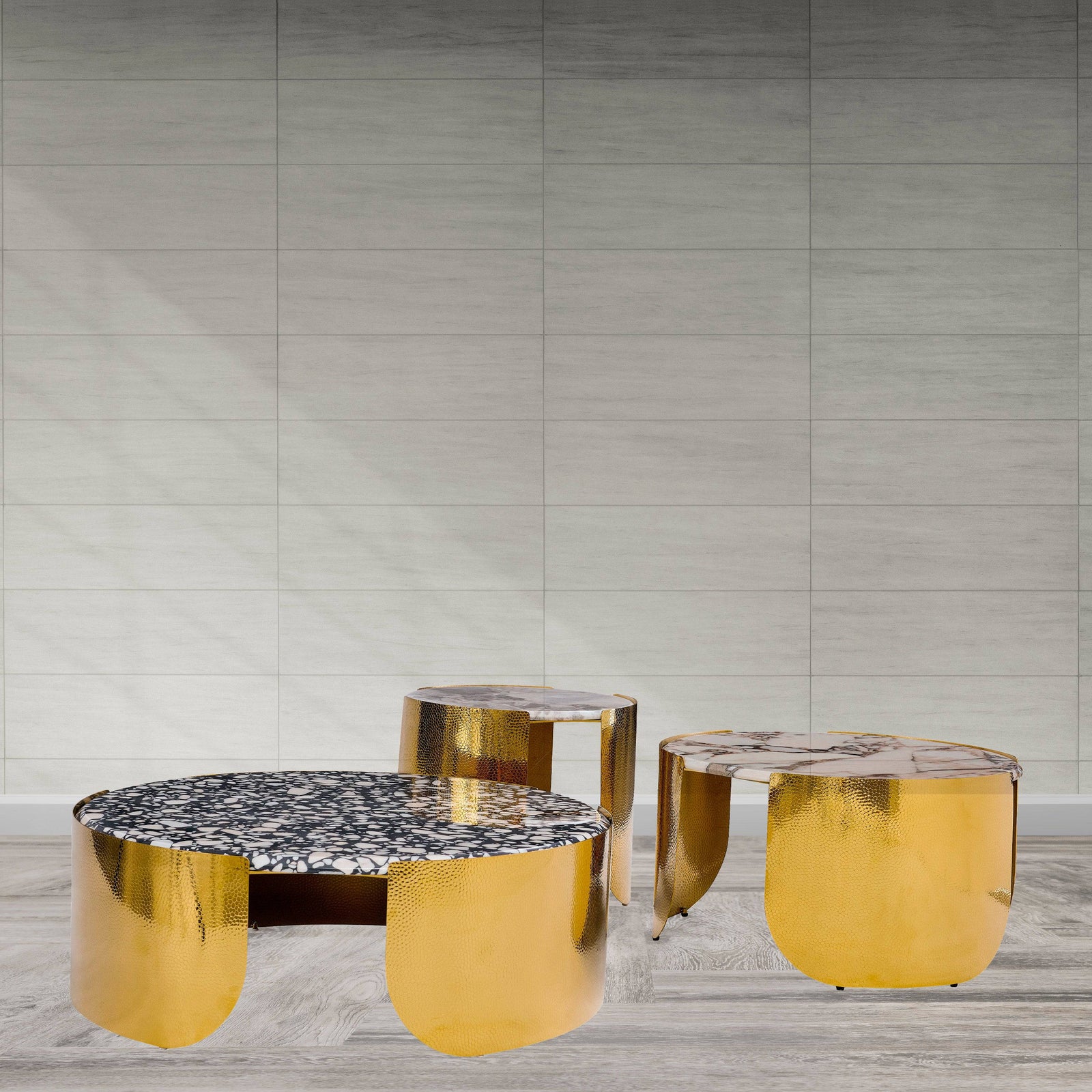 Set Of 3 Natural Marble Center Table Tg-625 | ebarza