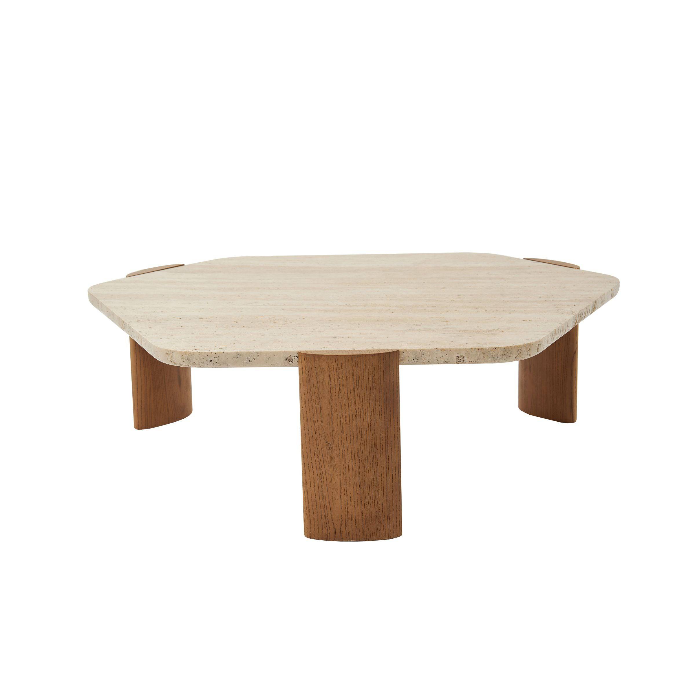 Buy Travertine Top Coffee Table-Oak/Ivory 18081E | ebarza Modern ...