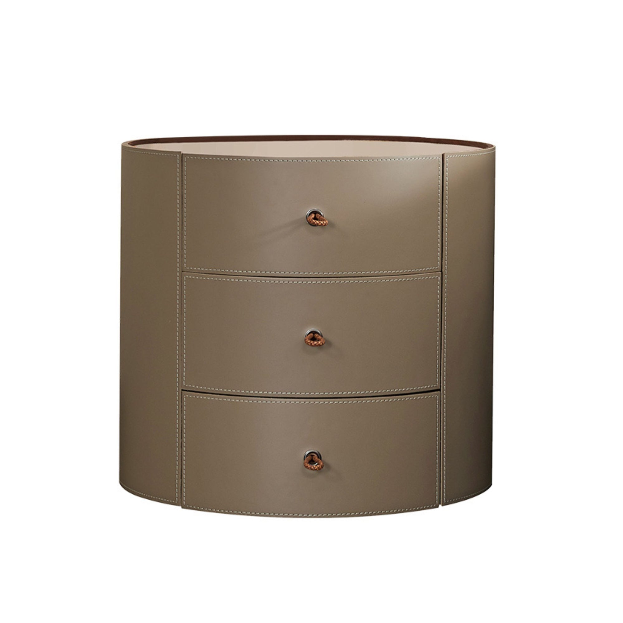 Verona Beige Walnut Veneer Saddle Leather Side Table/Cabinet MLL-T38 ...